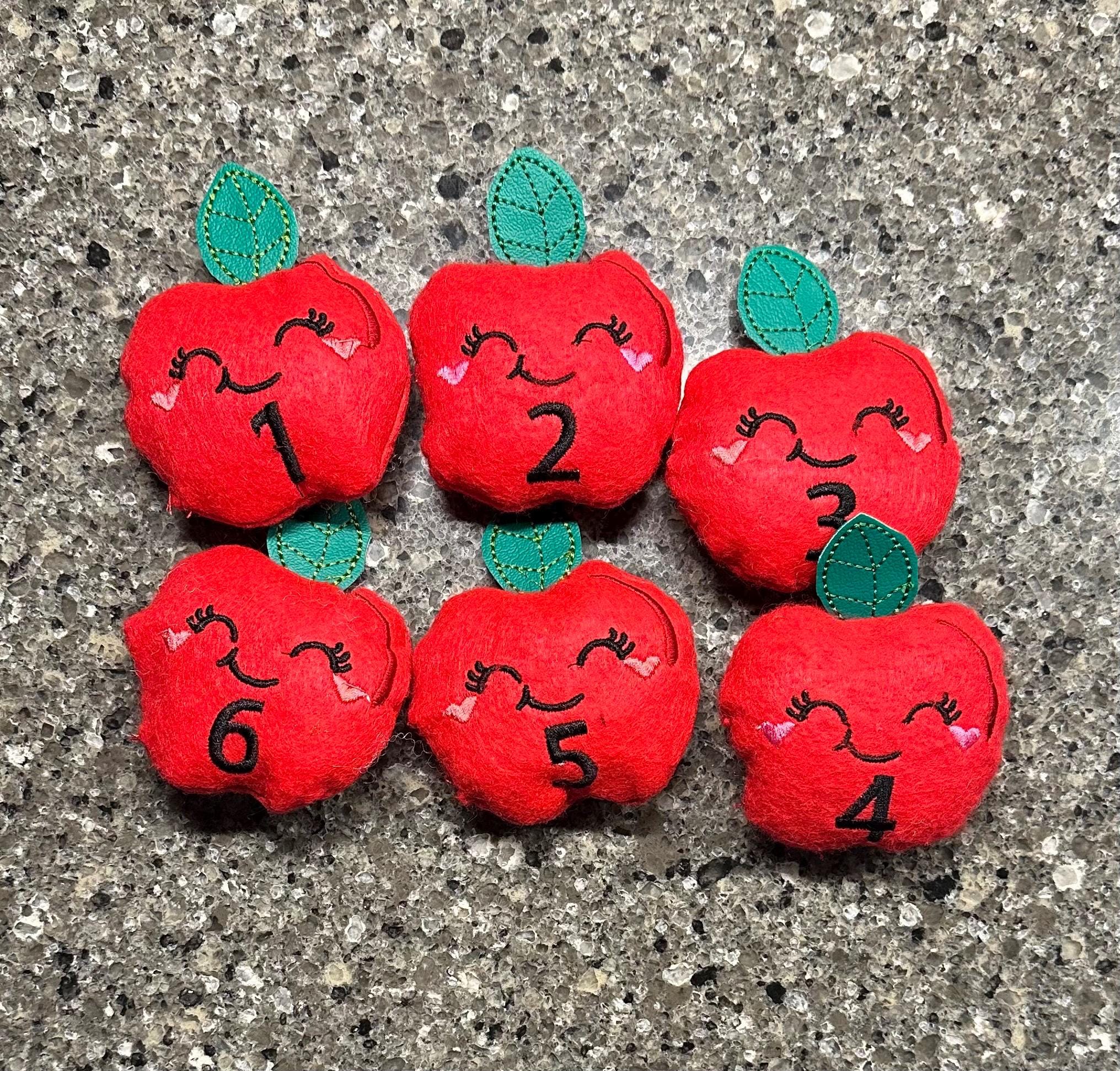 Felt Apples With Numbers - Etsy
