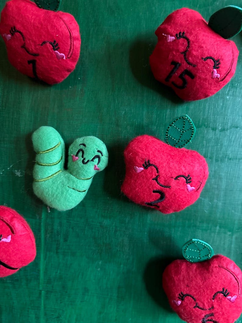 Felt Apples With Numbers - Etsy