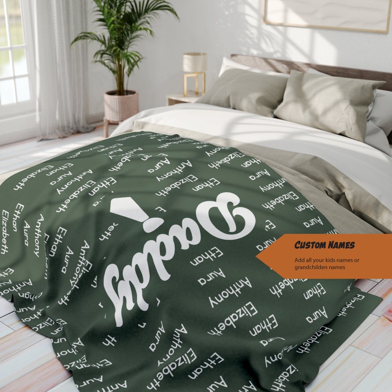 Fleece Blanket With Personalized Name and Tie Print - List Kids Name on ...