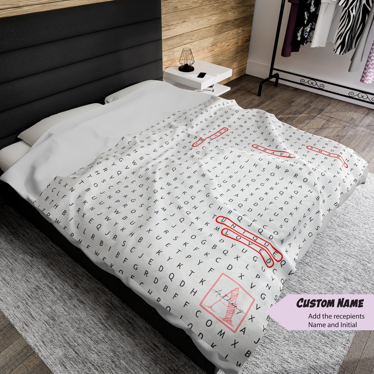 Customizable Word Search Cozy, Fleece Throw Blanket Thats Personalized ...