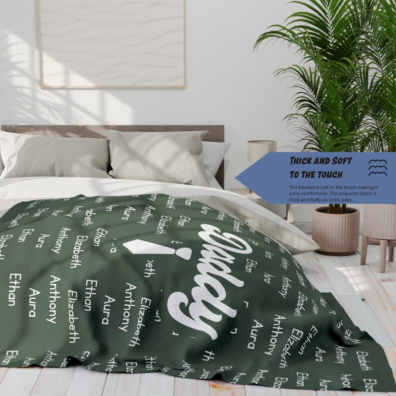 Fleece Blanket With Personalized Name and Tie Print - List Kids Name on ...