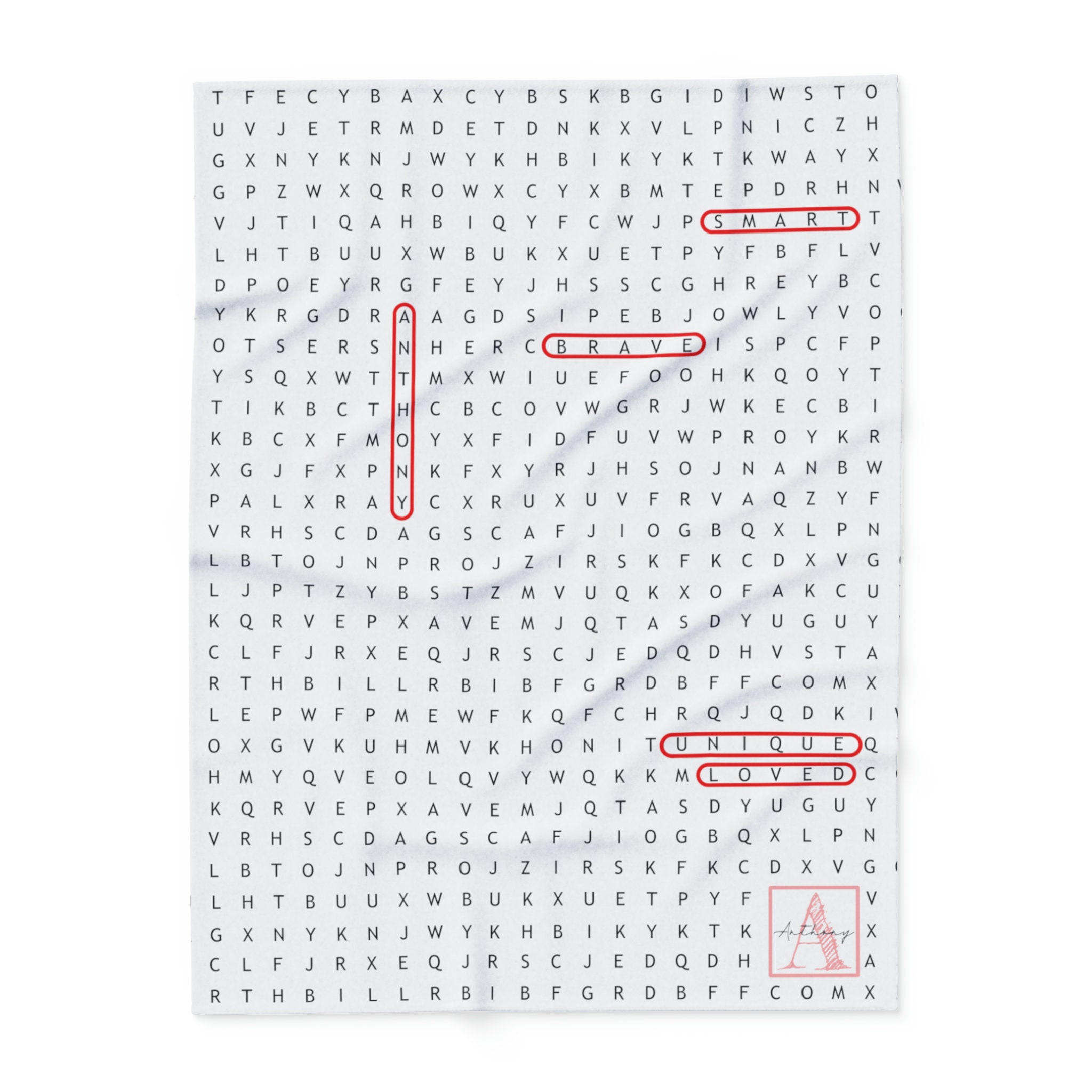 Customizable Word Search Cozy, Fleece Throw Blanket Thats Personalized ...