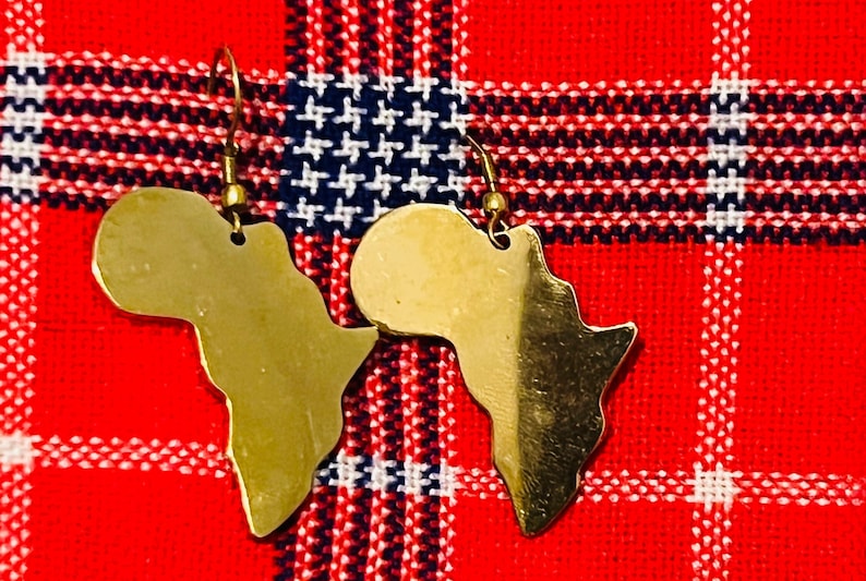Hammered Brass Africa Map Earrings | Kenyan Jewelry - Etsy