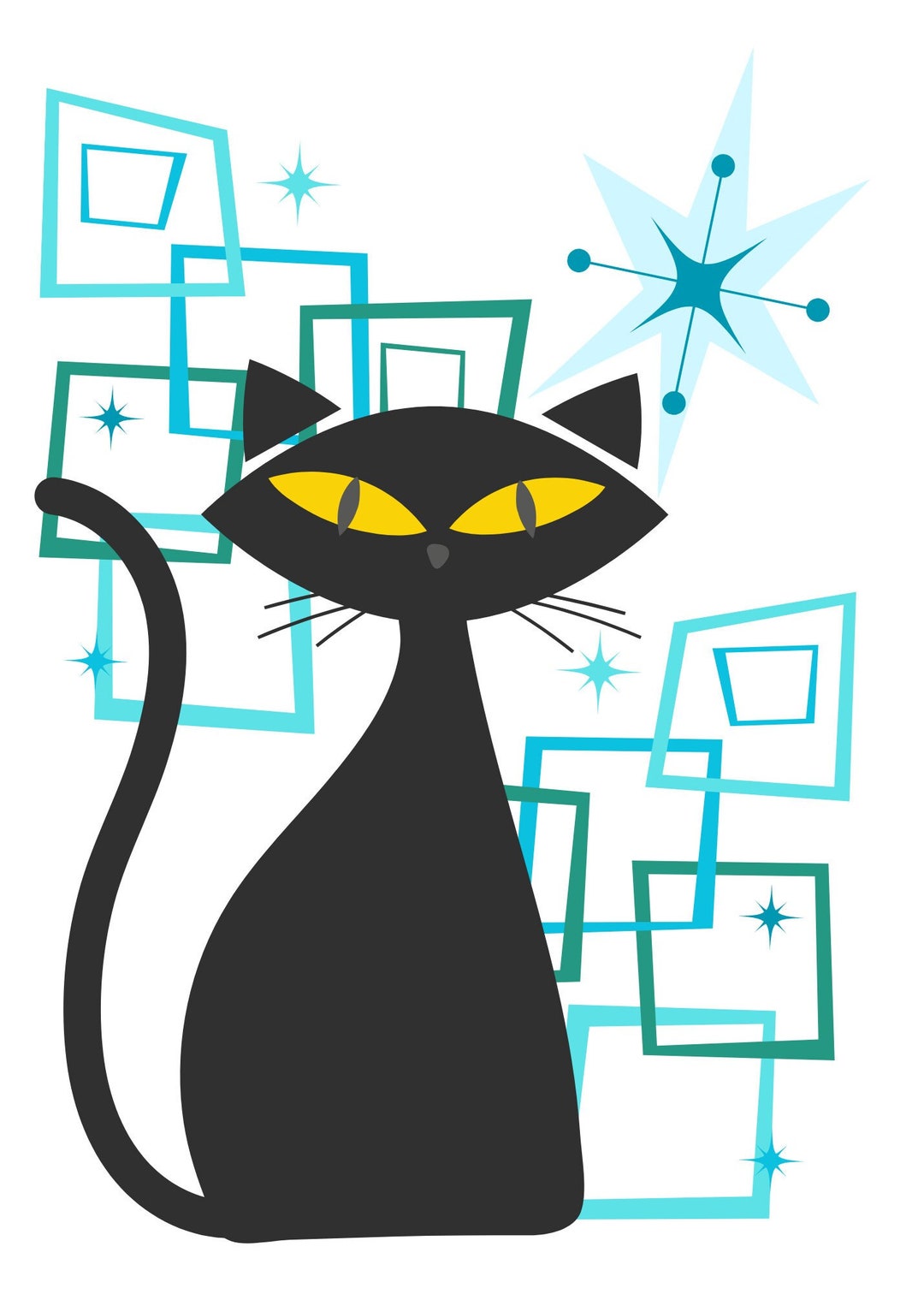 Onyx the Cat Retro Star Sticker - Etsy