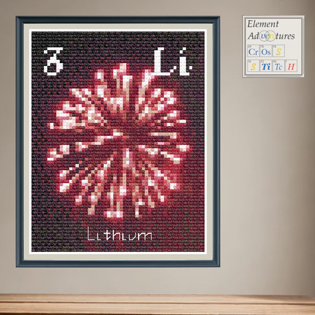 Lithium Red Fireworks Cross Stitch Pattern Lithium Periodic Table Cross ...