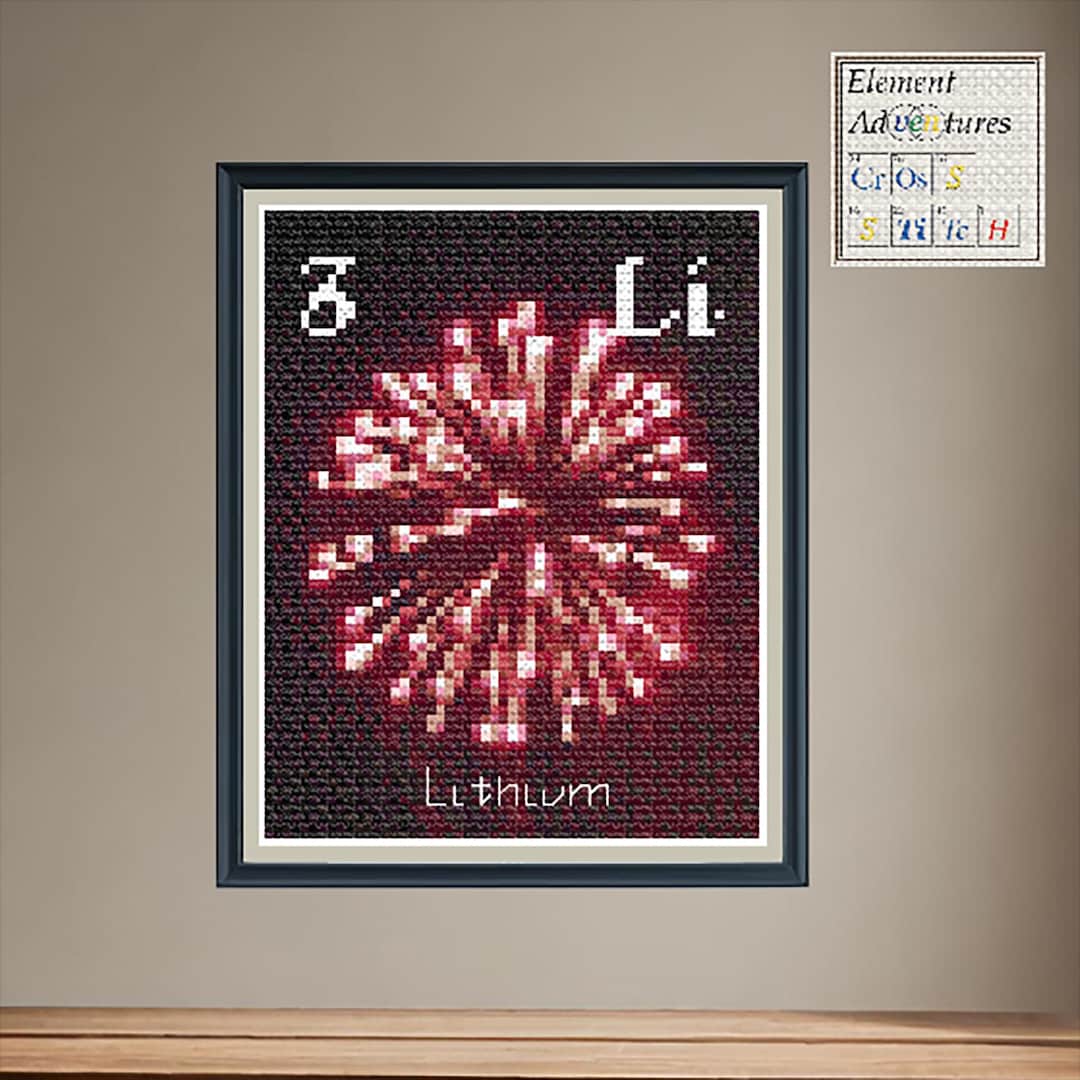 Lithium Red Fireworks Cross Stitch Pattern | Lithium Periodic Table ...