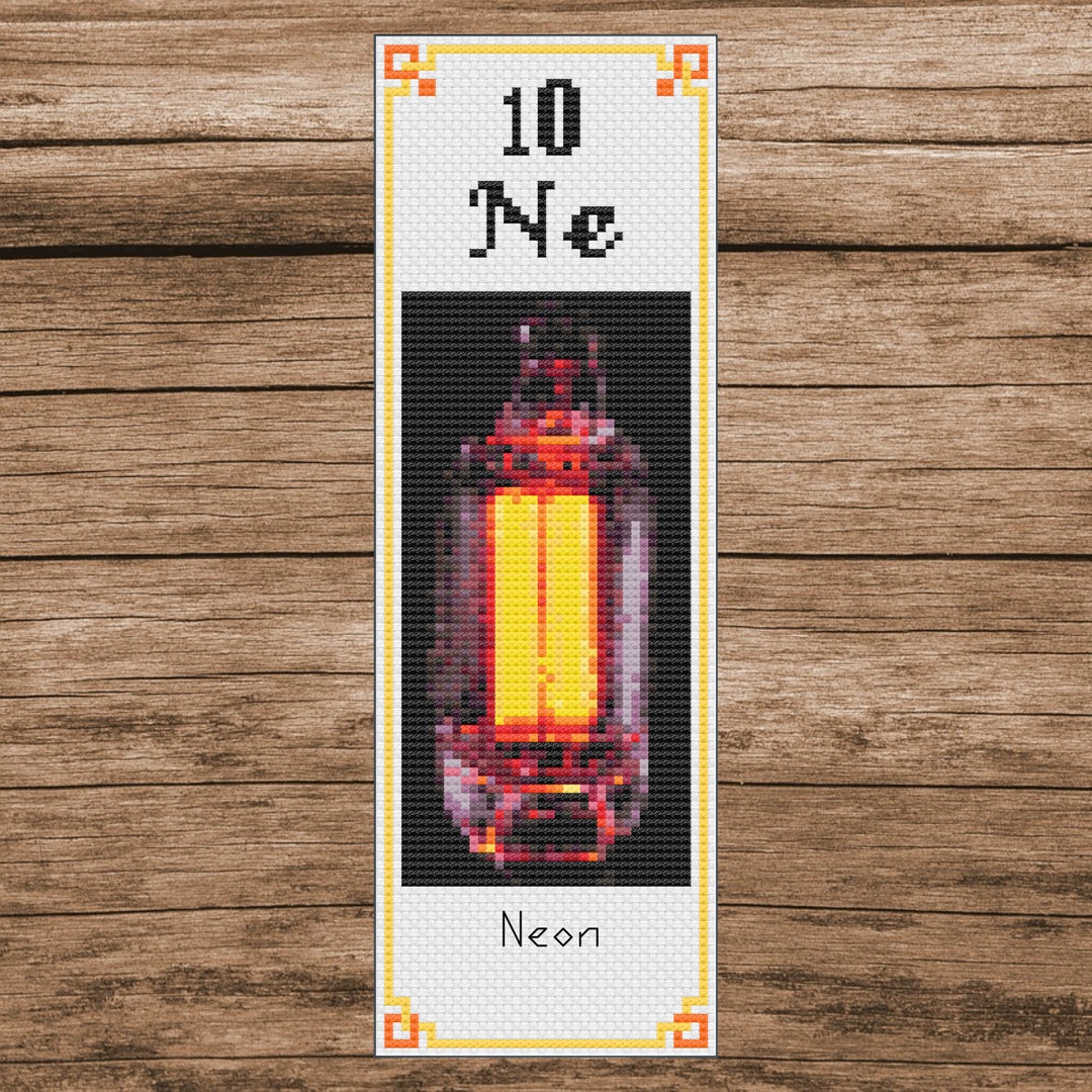 Neon NE-2 Lamp Bookmark Cross Stitch Pattern: Periodic Table Design ...