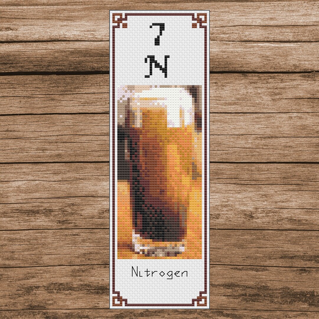 Nitrogen Nitro Beer Bookmark Cross Stitch Pattern Nitrogen Periodic ...