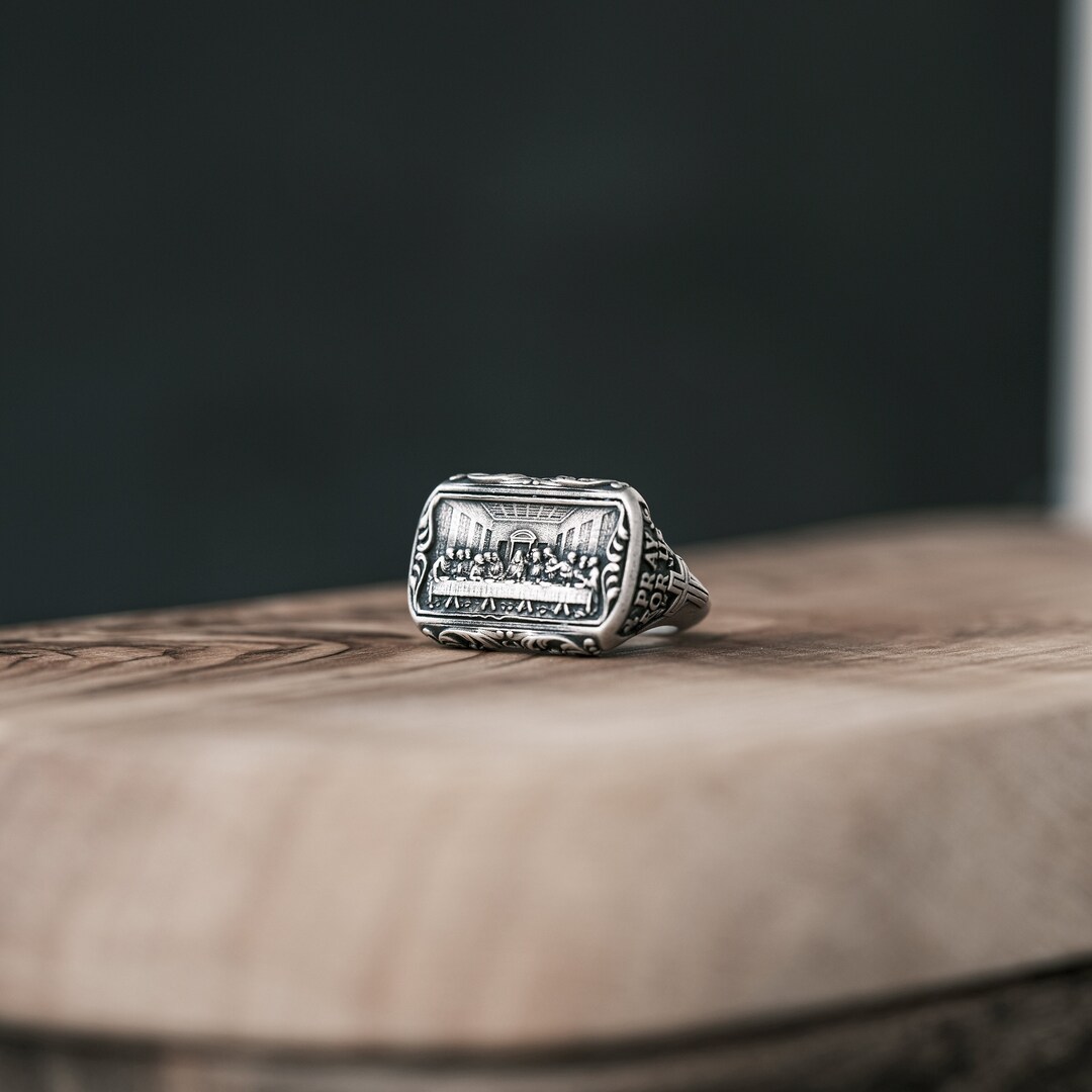 The Last Supper Sterling Silver Signet Ring, Christian Jewelry - Etsy