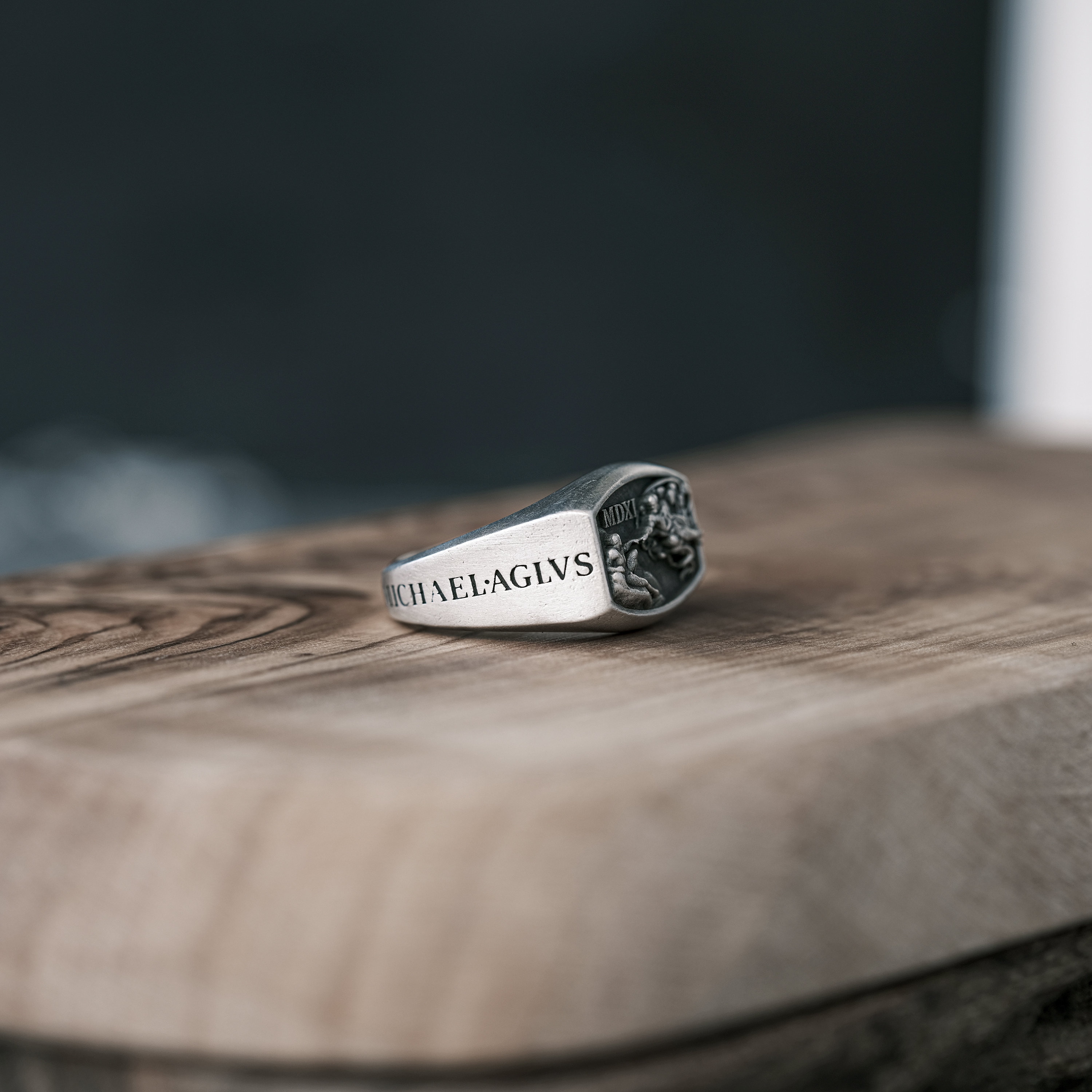 The Creation of Adam Ring, Michelangelo Renaissance Signet Mens Ring in ...