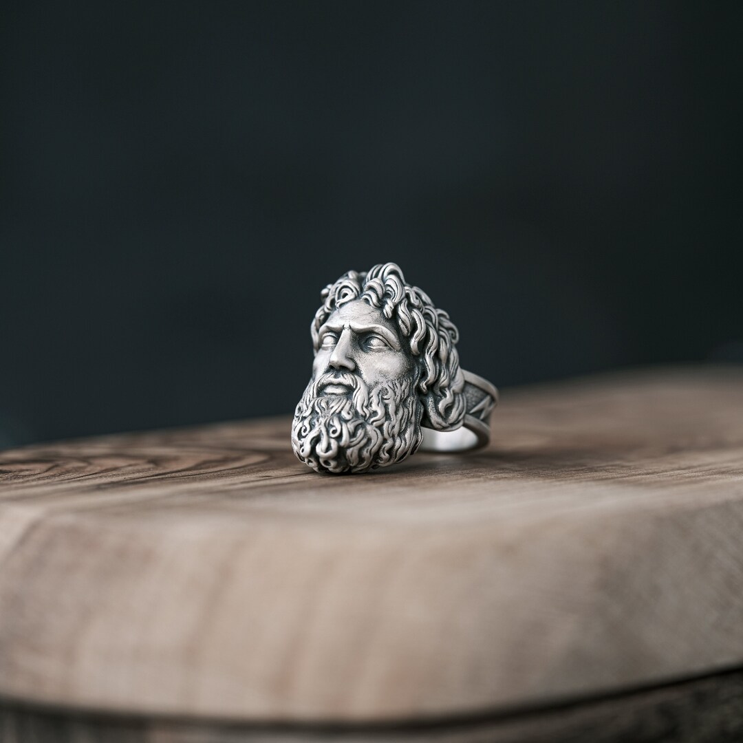 Zeus Greek God Ring, Sterling Silver One of a Kind Ring, Ancient ...