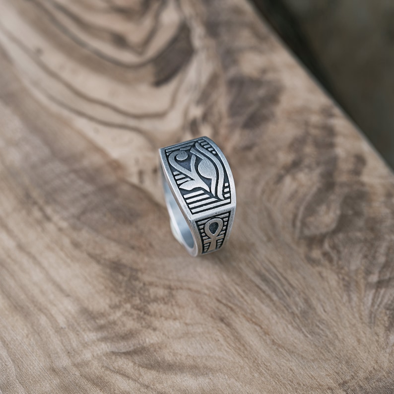 Eye of Ra Ankh Ring the Eye of Horus Ankh Handmade Signet Ring Sterling ...