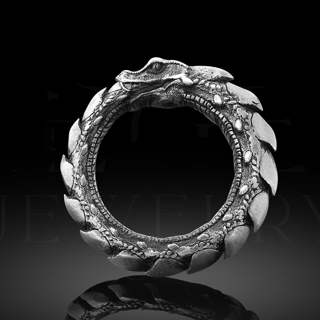 Ouroboros Snake Handmade Sterling Silver Men Ring, Unique Desing Ring ...