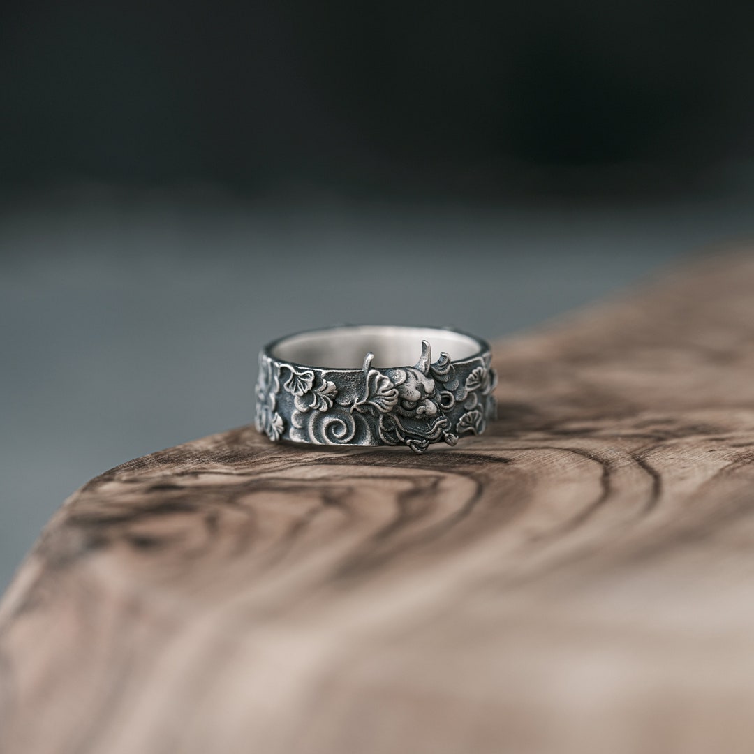 Japanese Oni Mask Ring, Hannya Demon Mask Ring, Samurai Rings for Man ...