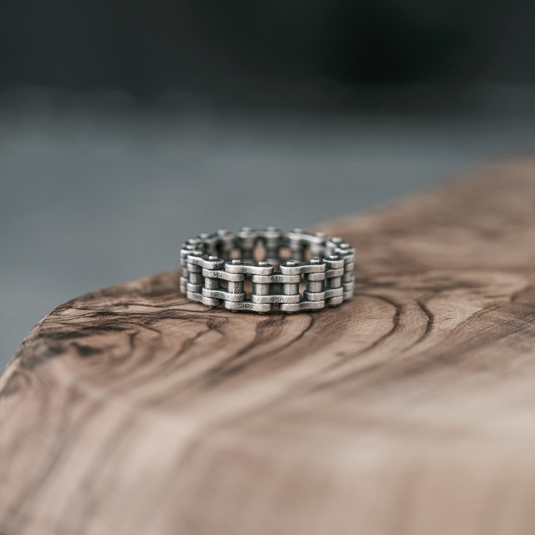 Silver Biker Chain Male Ring, Mens Oxidized Pinky Chain Ring Cool ...