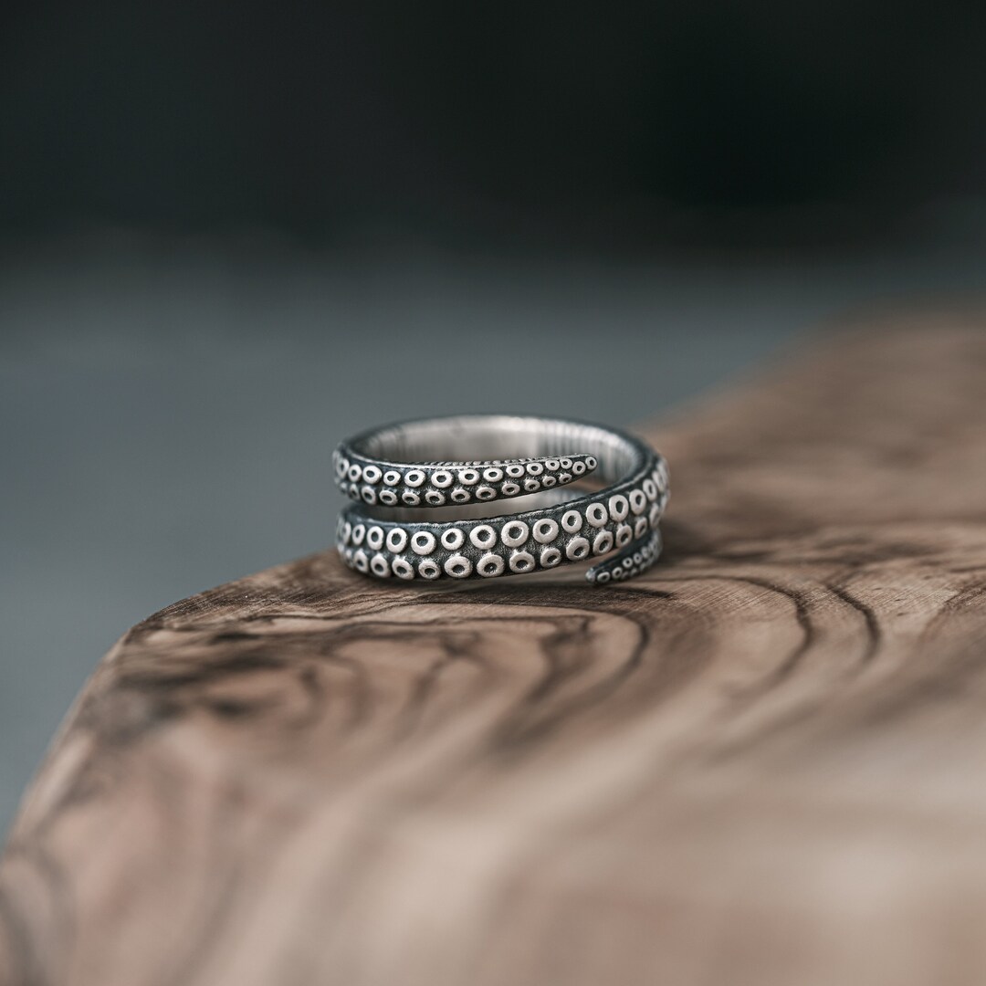 Mens Octopus Tentacle Ring, Silver Kraken Ring Squid Ring for Best ...