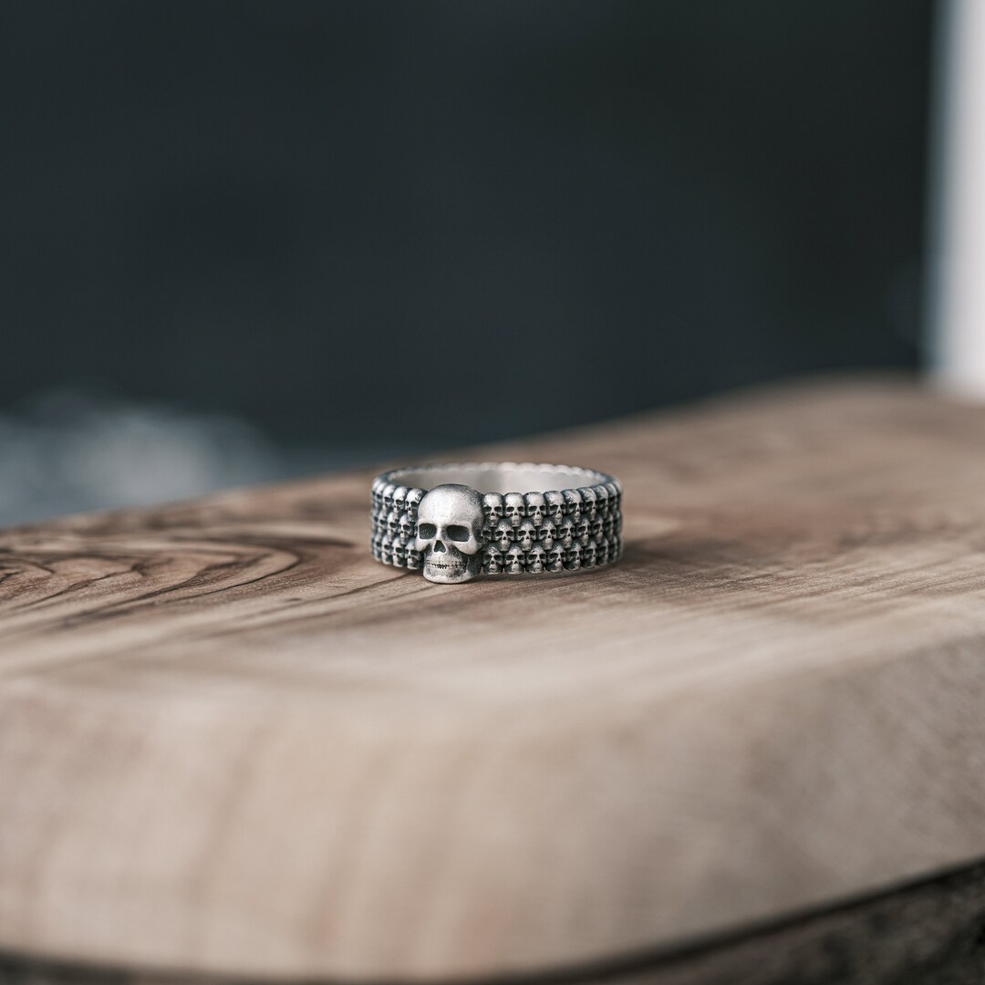 Catacombs Skull Pinky Band Ring for Boyfriend Jewelry Gift Men Sterling ...