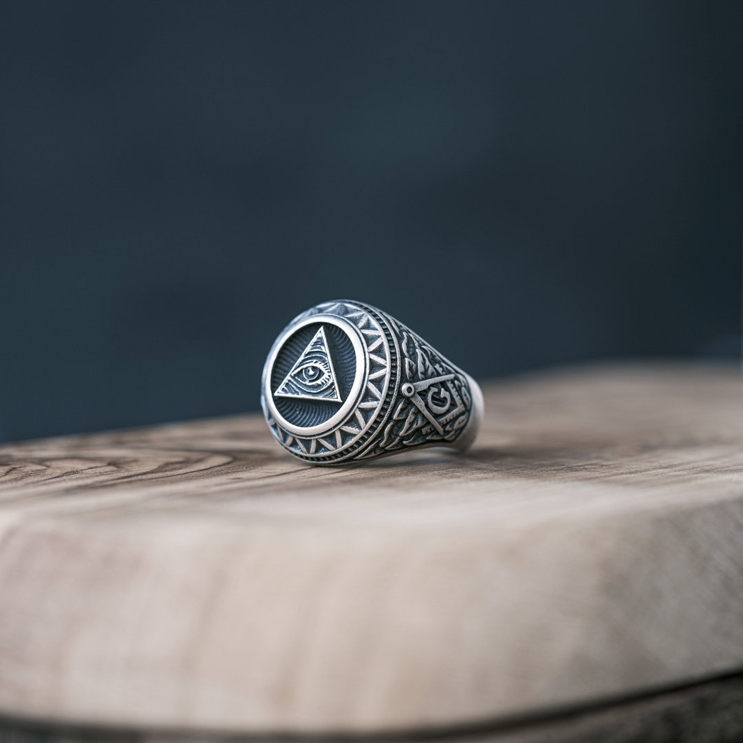 Eye of Providence Ring, Sterling Silver Masonic Signet Ring - Etsy