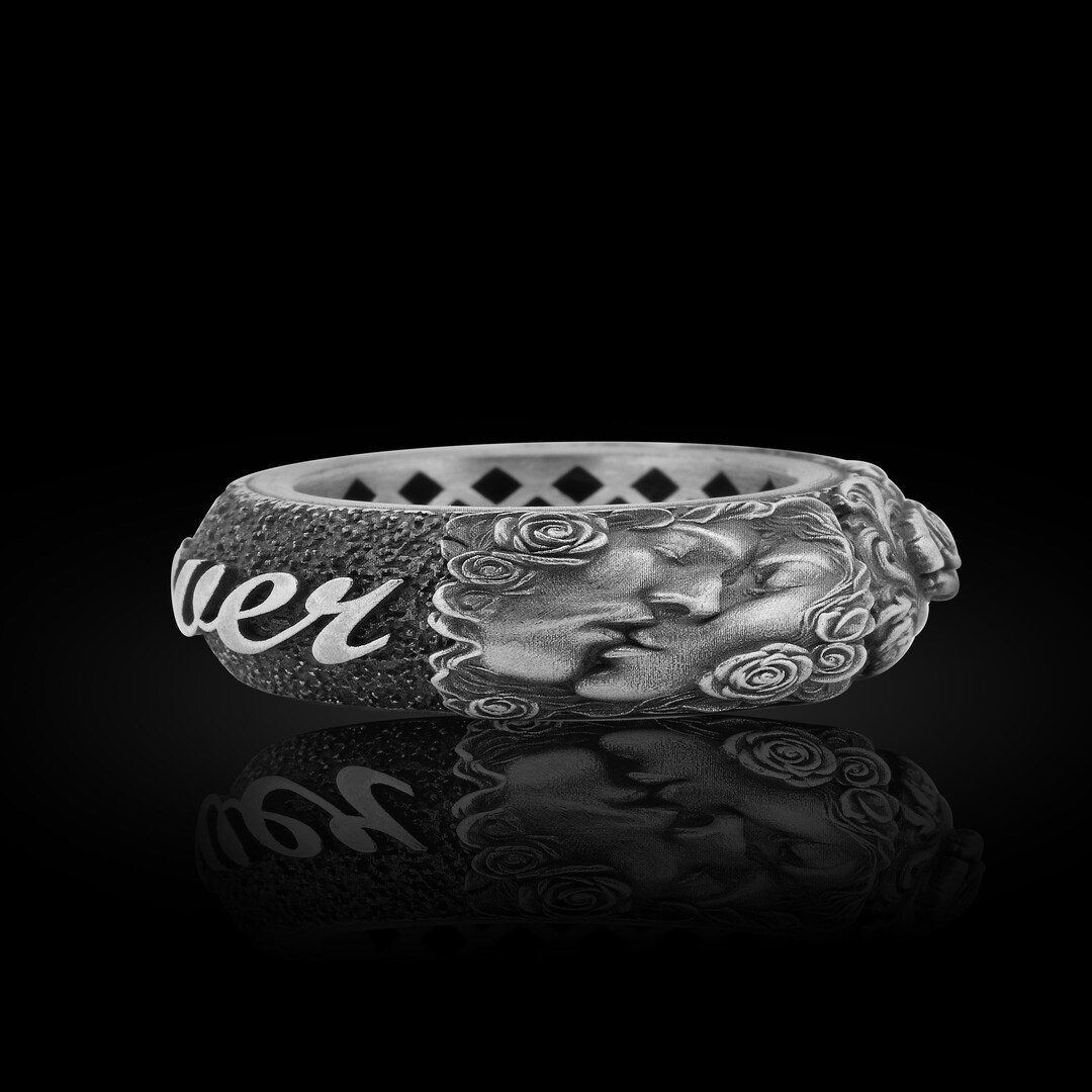 Lovers Kiss Ring, Sterling Silver Handmade Promise Ring, Romantic ...
