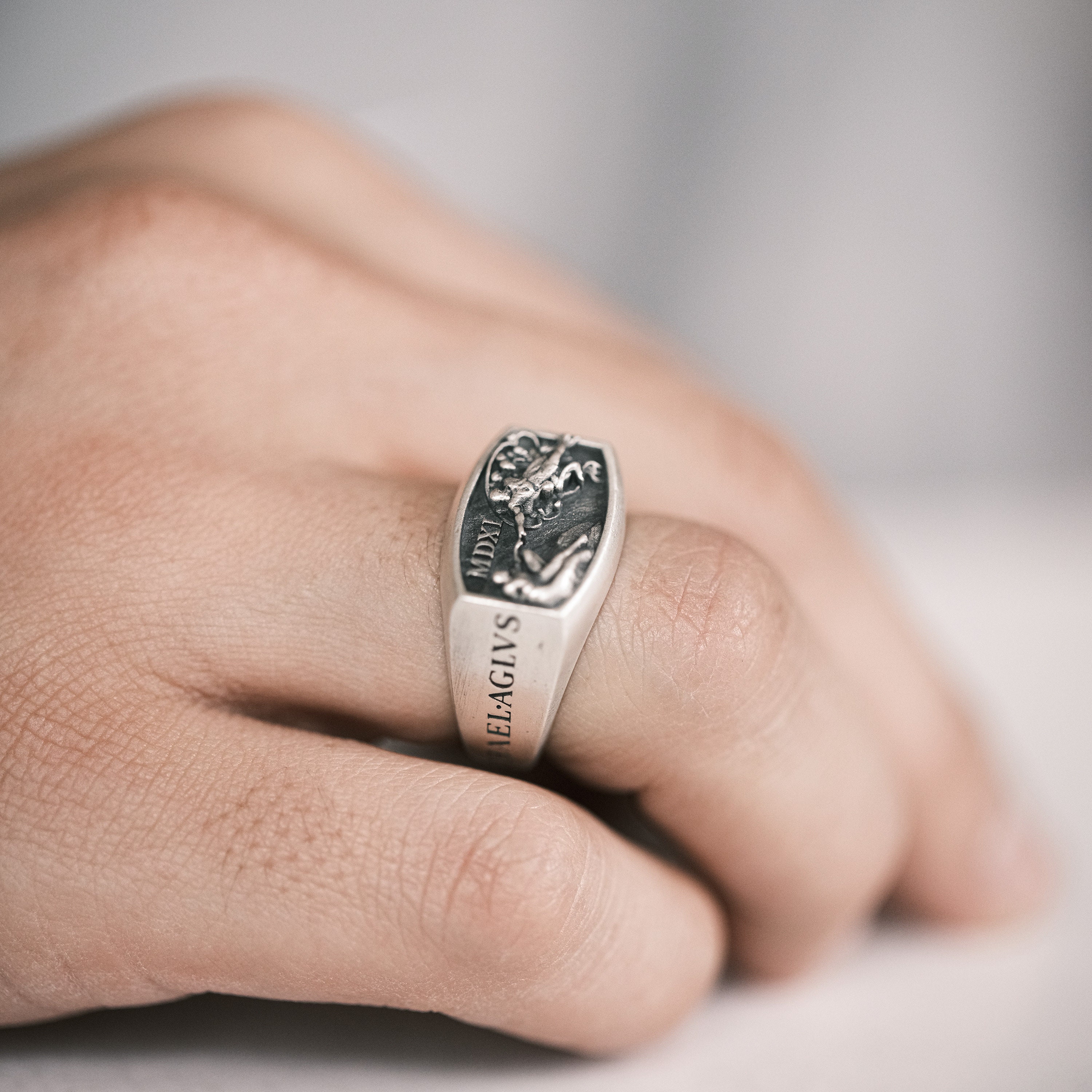 The Creation of Adam Ring, Michelangelo Renaissance Signet Mens Ring in ...