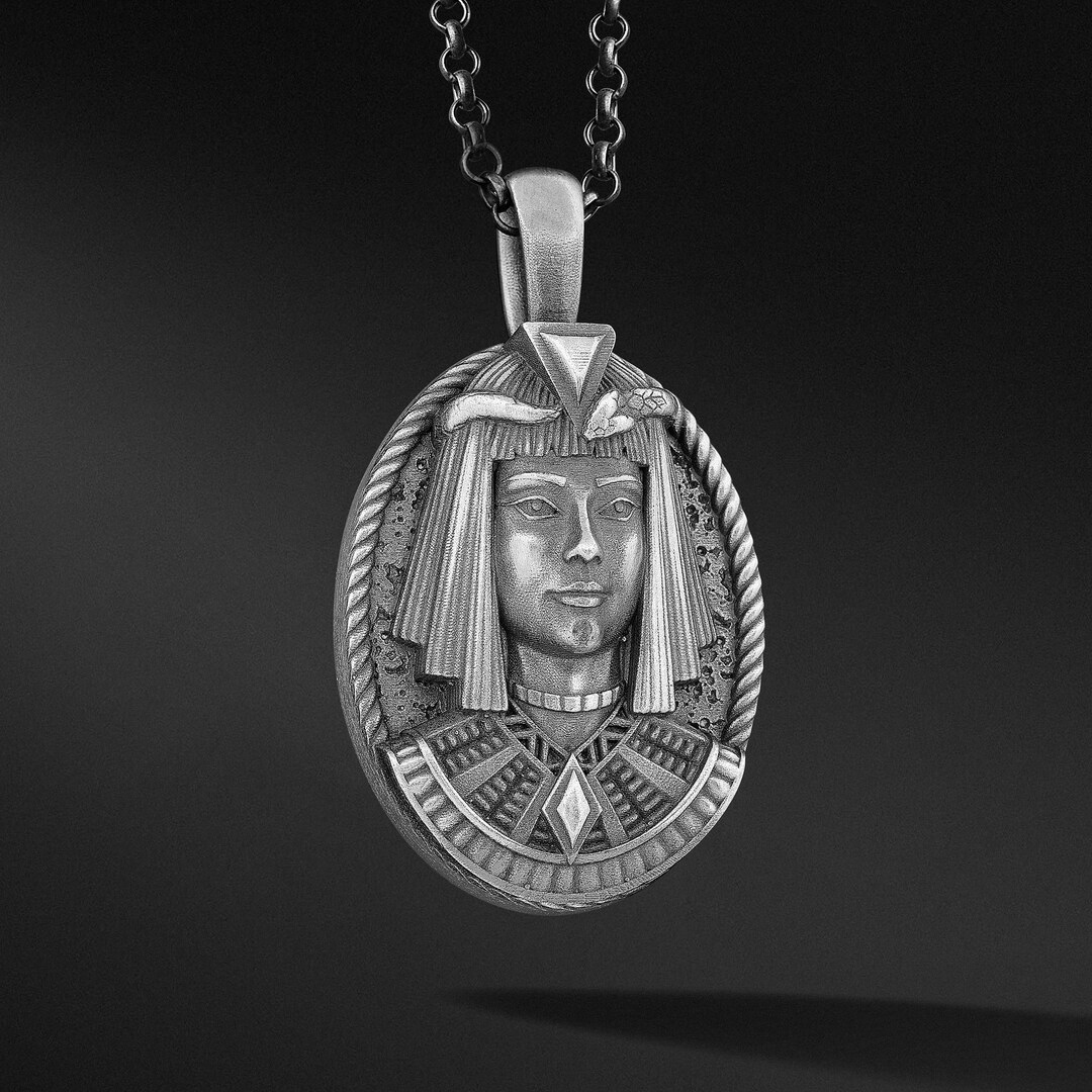 Sterling Silver Cleopatra Pendant, Ancient Egyptian Jewelry, Handmade ...