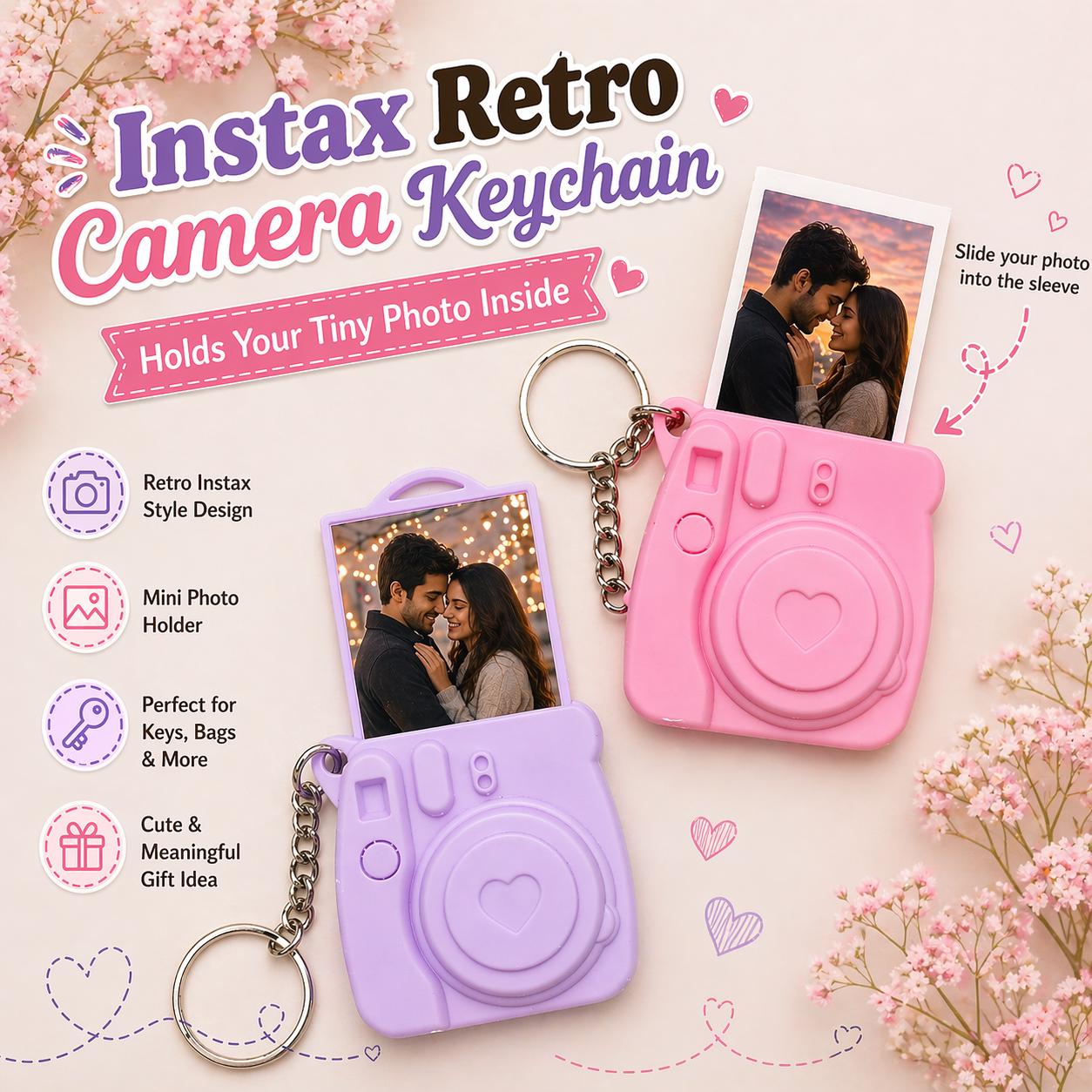 Personalized Photo Keychain Camera, Mini Instax Style Photo Holder ...