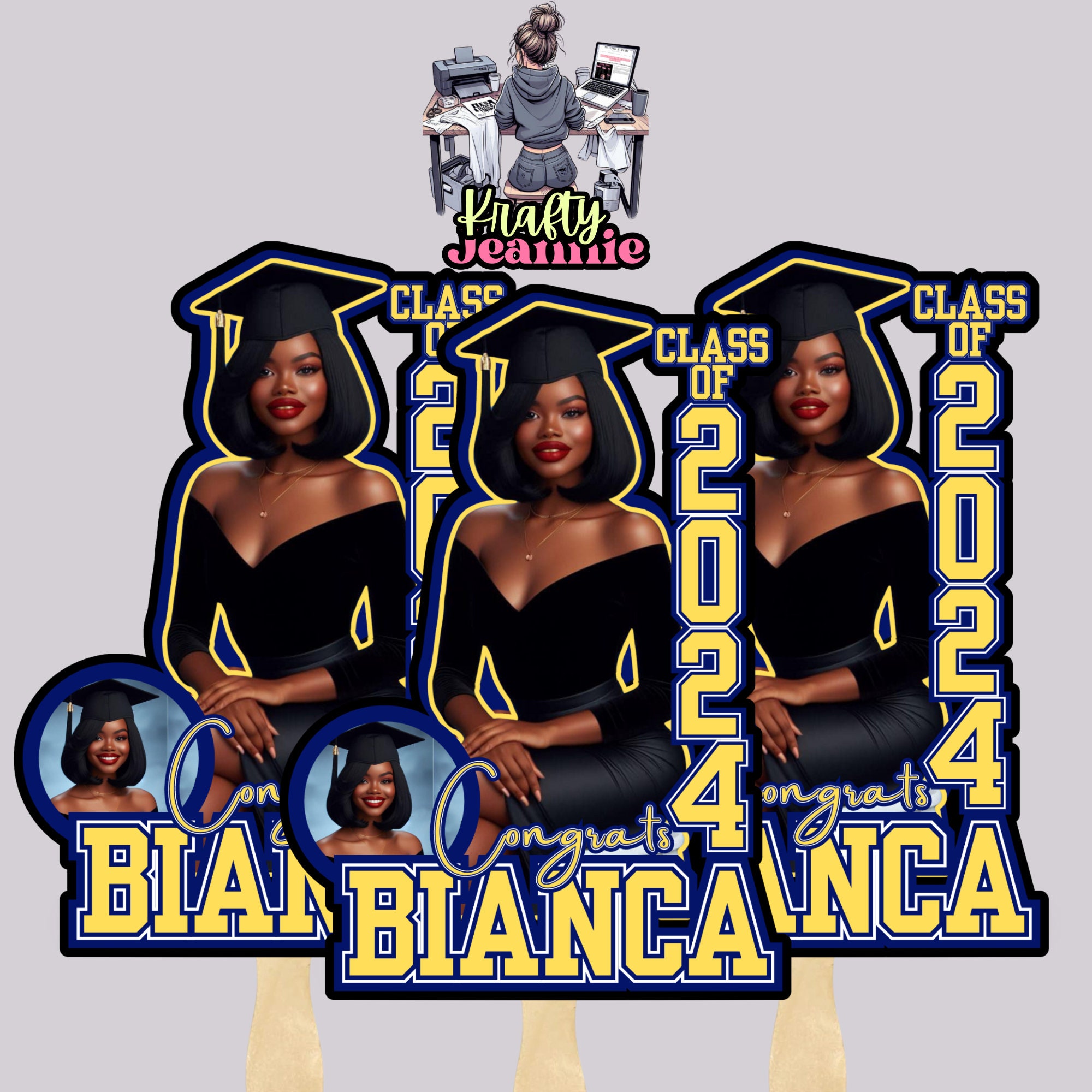 Custom Grad Fans, Graduation Fans, Head on a Stick, Custom Face Fans ...