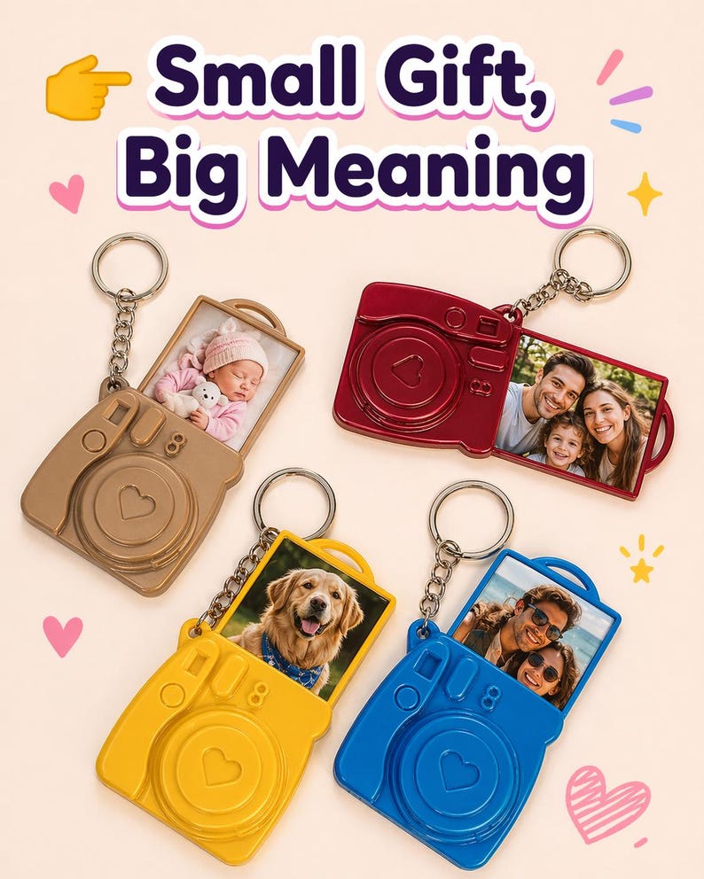 Personalized Photo Keychain Camera, Mini Instax Style Photo Holder ...