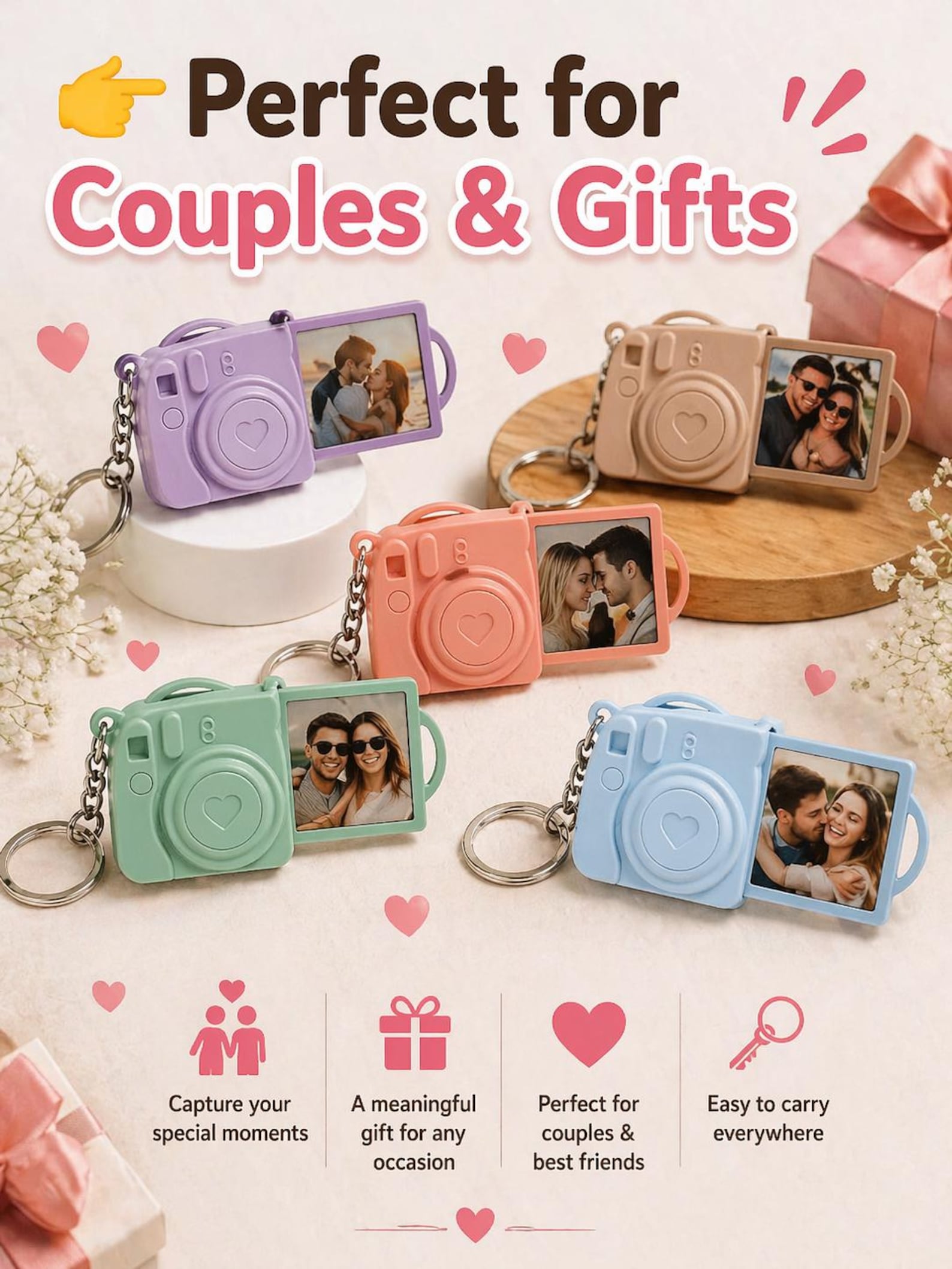 Personalized Photo Keychain Camera, Mini Instax Style Photo Holder ...