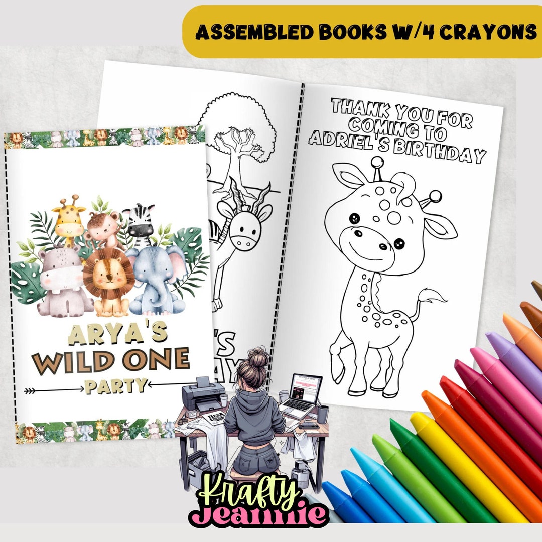 Custom Coloring Book Favors, Personalized Coloring Books, Wild One ...