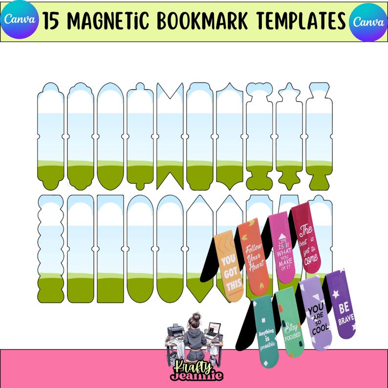 Magnetic Bookmark Templates Bundle: Editable Canva Designs (digital ...