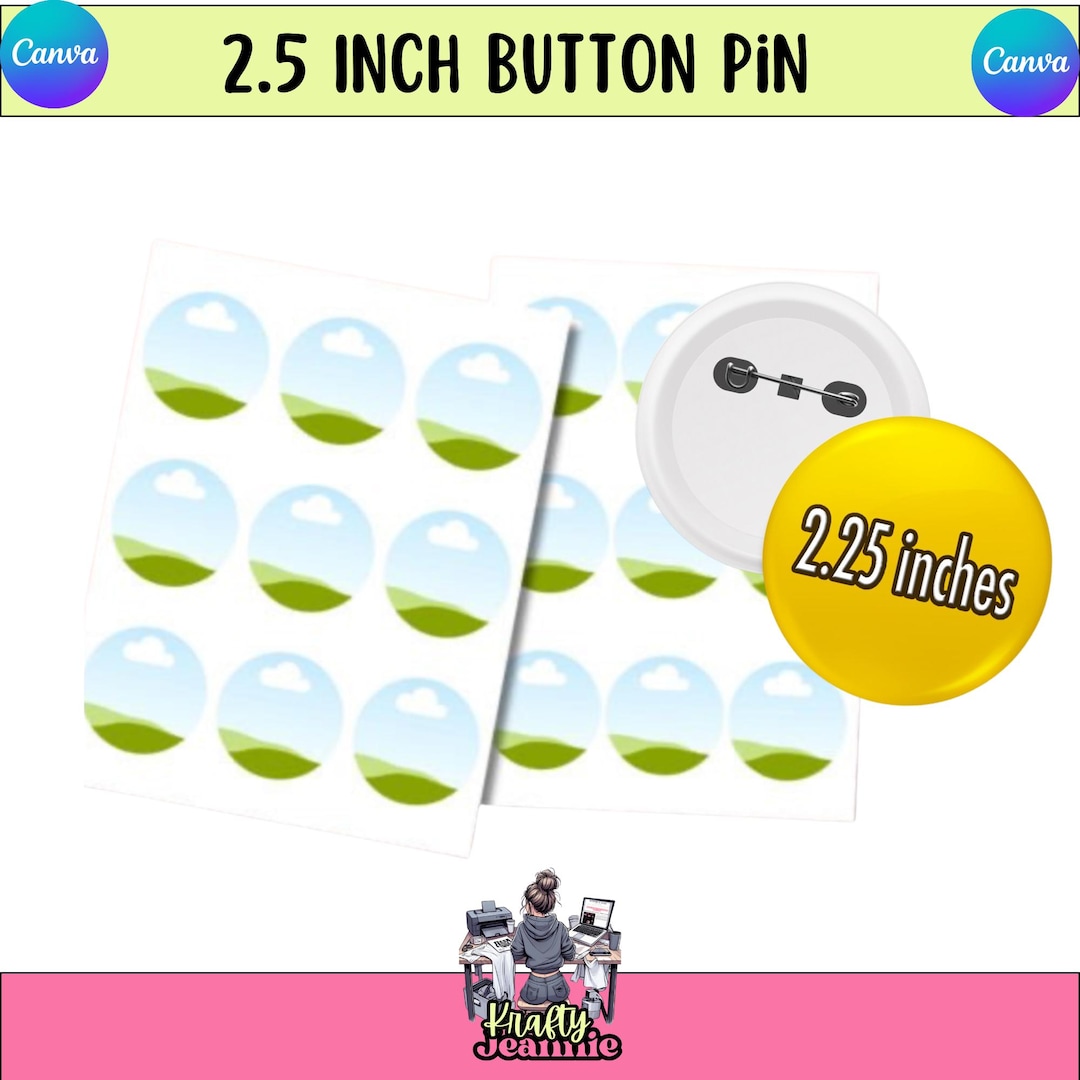2.5 Inch Button Pin Template: Canva Print, US Letter & A4 (digital ...