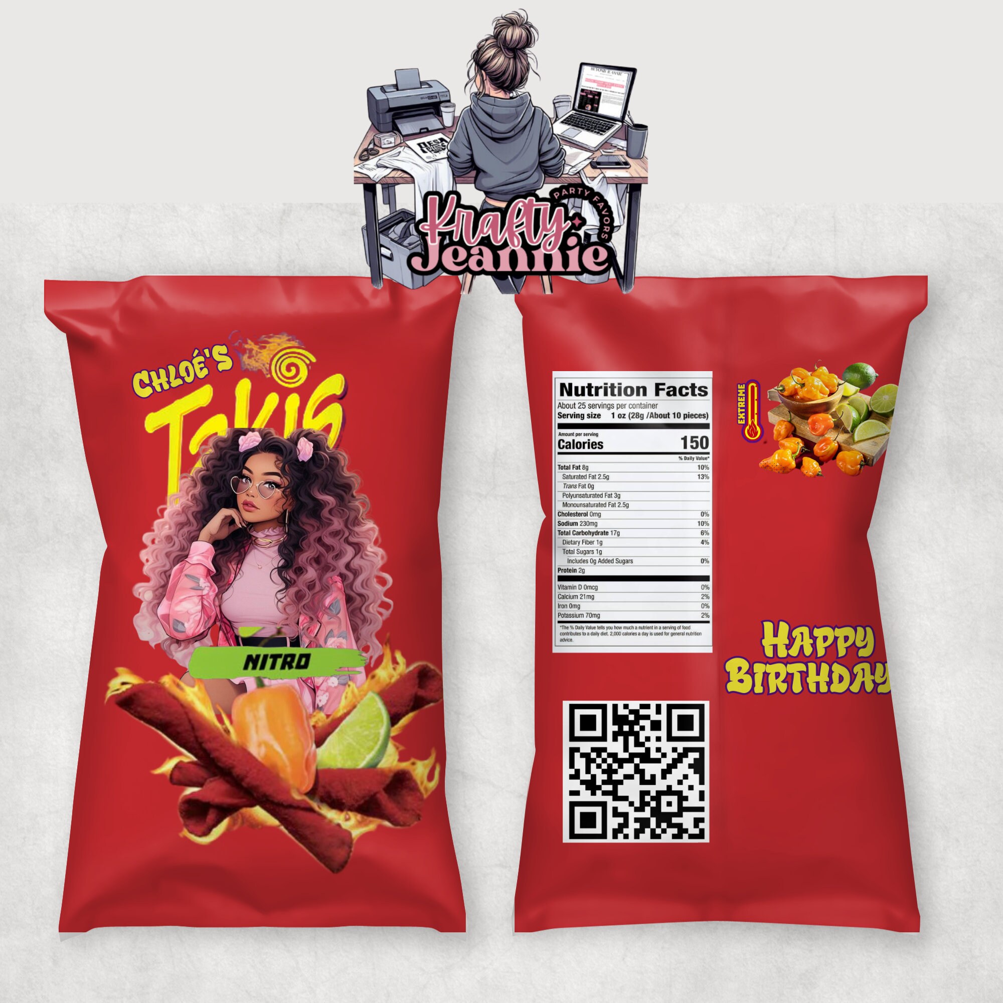Personalized Takis Nitro Heat Chip Bags, Custom Chip Bags, Birthday ...