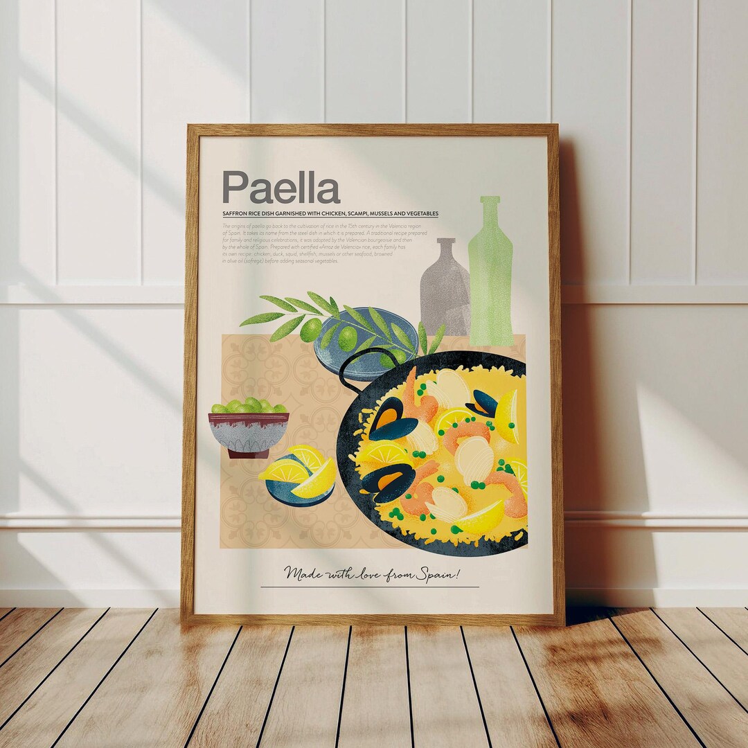 Paella Poster, Spanish Decor, Spanish Recipe, Valencia’s Speciality ...
