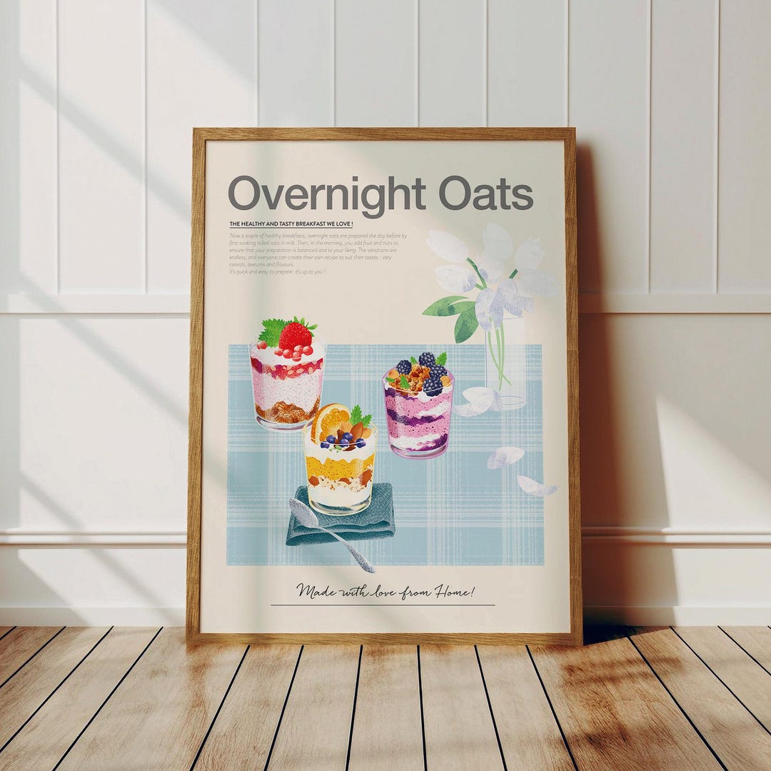 Overnight Oats Poster, Breakfast Cereal Poster, Healthy Breakfast Wall ...