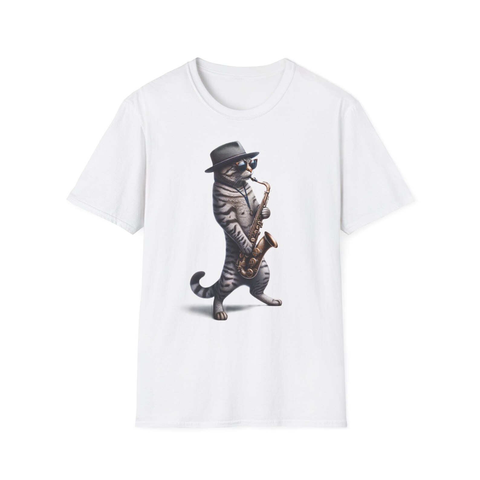 Jazz Cat Playing the Saxophone T Shirt, Cool Gift for Jazz, Cat, and ...