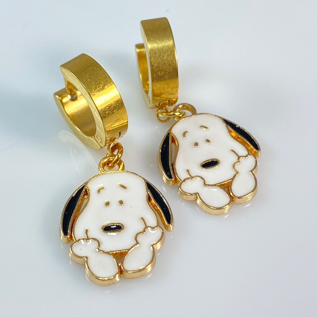 Peanuts Snoopy Dangle Earrings With Birthstone - Etsy