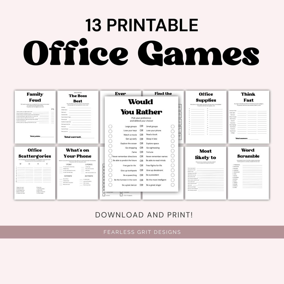 Printable Office Games: Team Building Icebreaker Activities (PDF) - Etsy