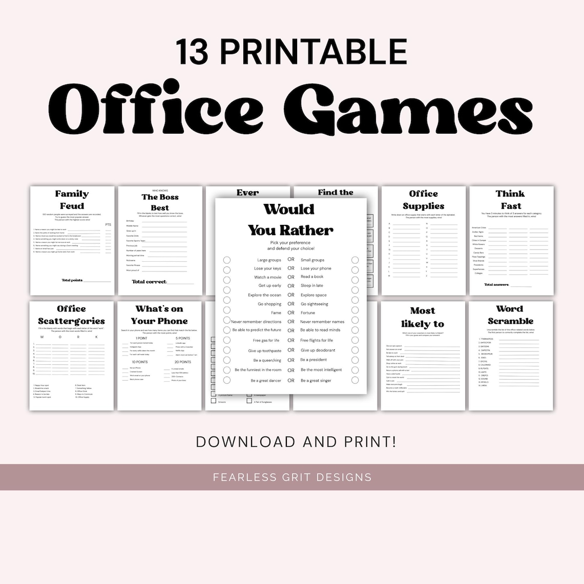 Printable Office Games: Team Building Icebreaker Activities (PDF) - Etsy