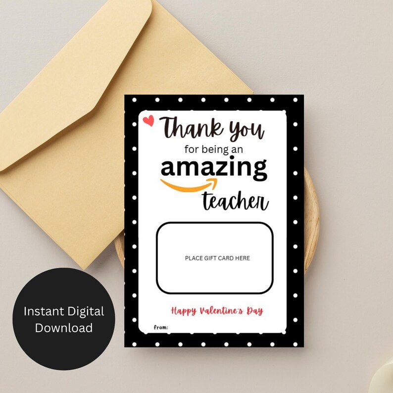 Amazing Teacher Thank You Gift Card Holder, Valentine's Day Gift Card ...