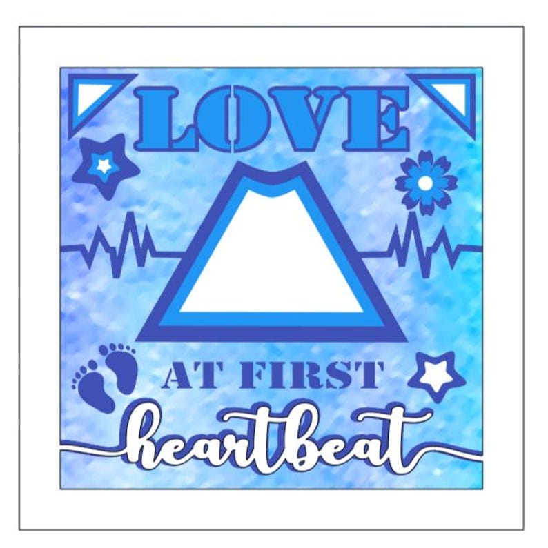 Shadowbox Love at First Heartbeat SVG Cut File Sonogram Picture Frame ...