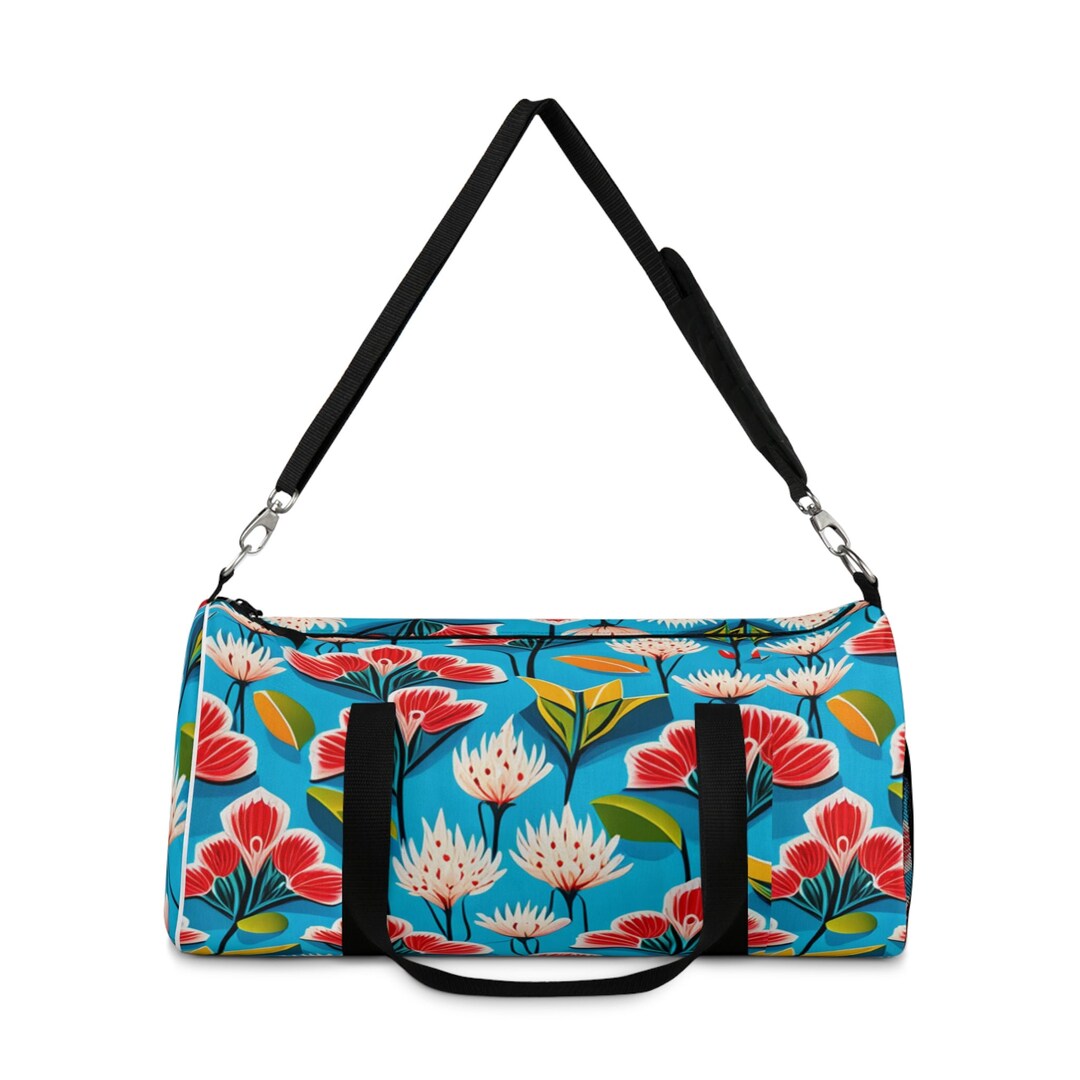 Blue and Red Flower Design Duffel Bag BLUE - Etsy