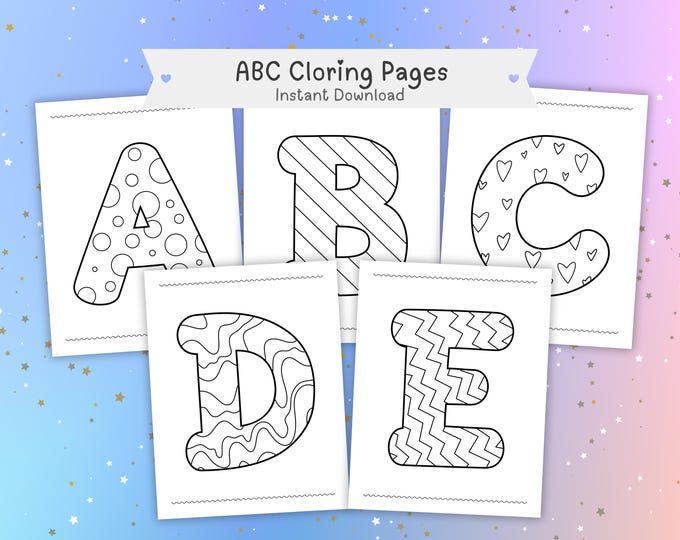 Alphabet Worksheet Coloring Pages for Kids, ABC Digital Coloring Book ...