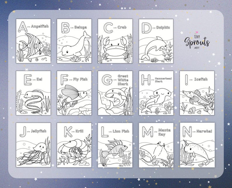 Ocean ABC Coloring Book: Sea Creatures Alphabet for Preschoolers ...