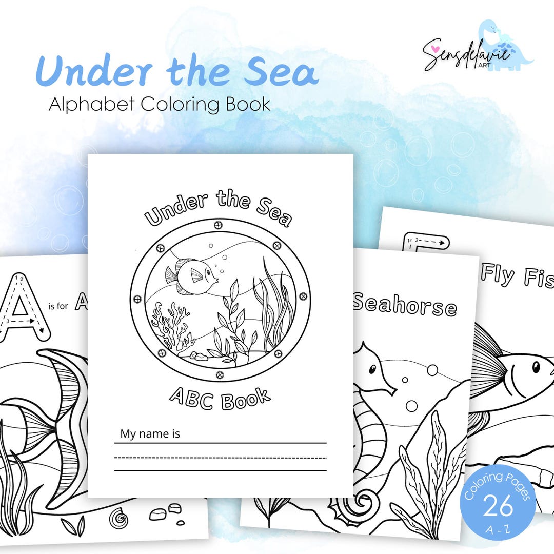 Under the Sea ABC Coloring Book Printable Sea Creatures Alphabet ...