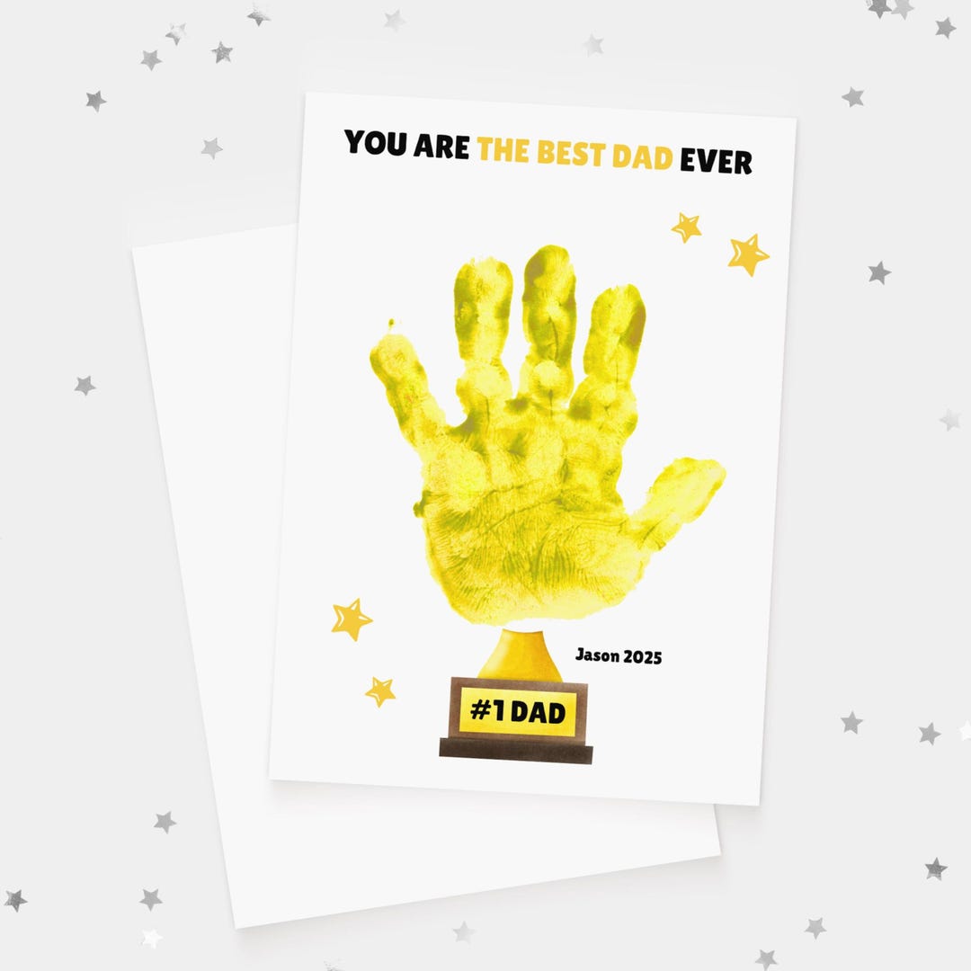 DIY Father's Day Handprint Trophy Card Kit: Personalized Kid's Craft - Etsy