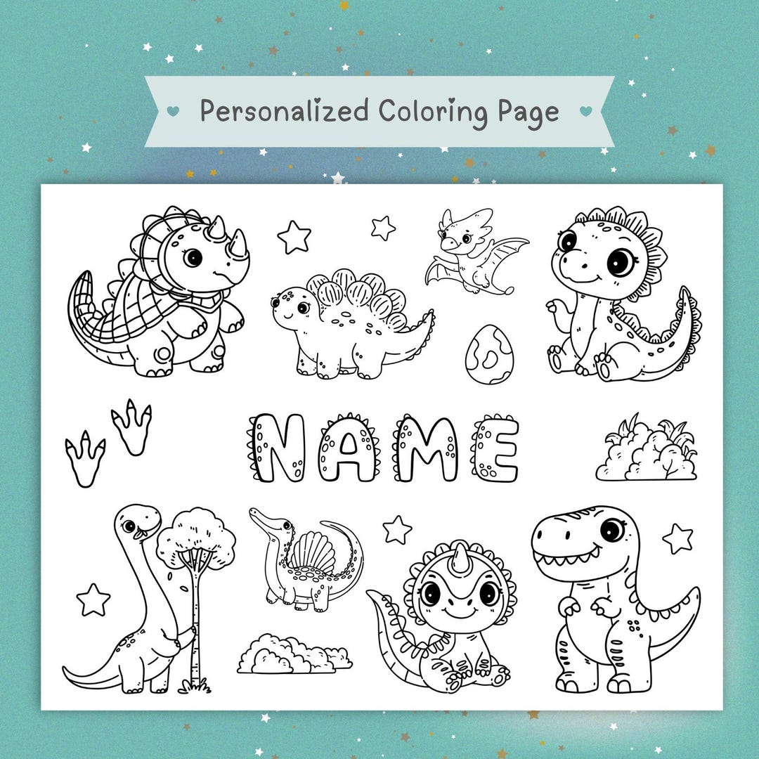 Personalized Dinosaur Name Coloring Page: Kids Activity (PDF) - Etsy