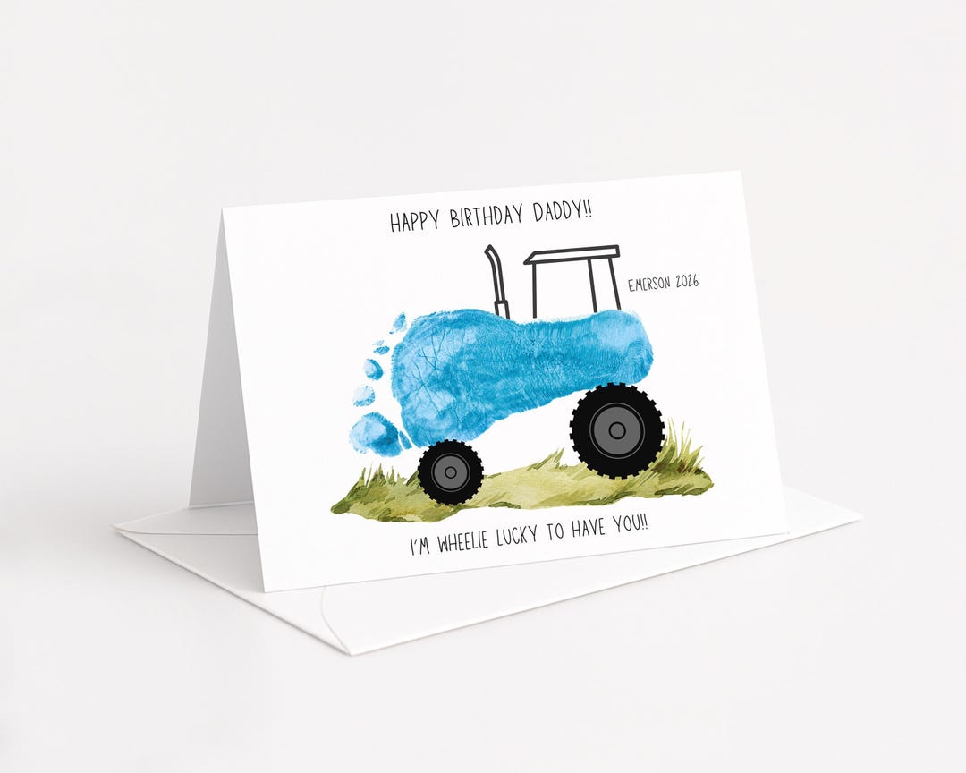 Tractor Birthday Card Handprint Keepsake: Grandpa Dad Mom Farmer Gift ...