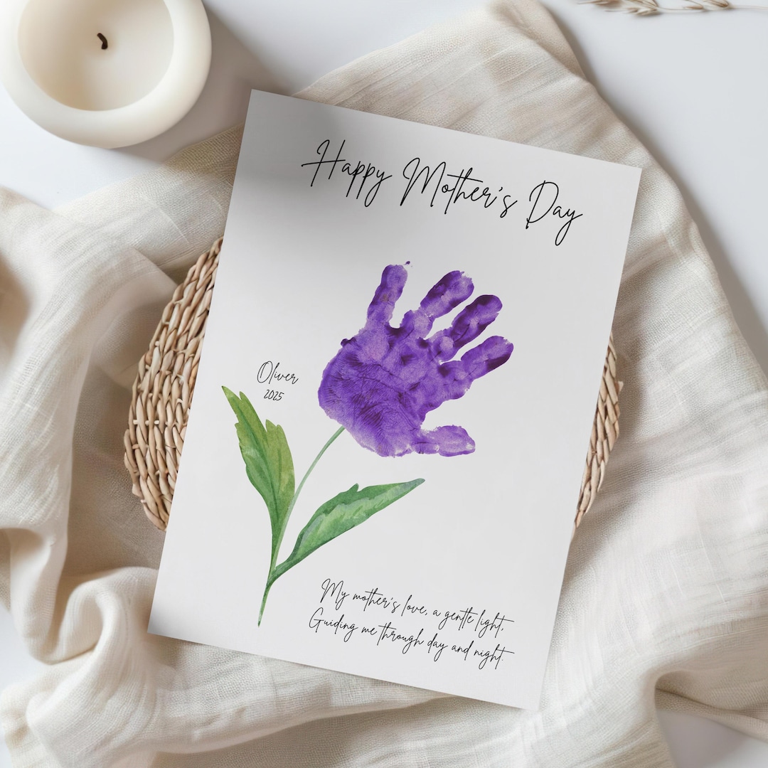 Personalized Mother's Day Handprint Card Craft Kit: DIY Flower Keepsake ...