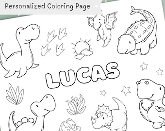 Dinosaur Custom Coloring Sheet - Etsy